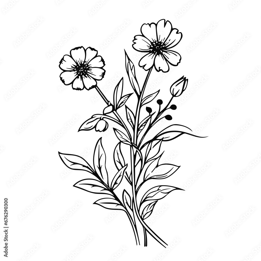 Vecteur Stock line drawing, line art png, line art prints, spring ...