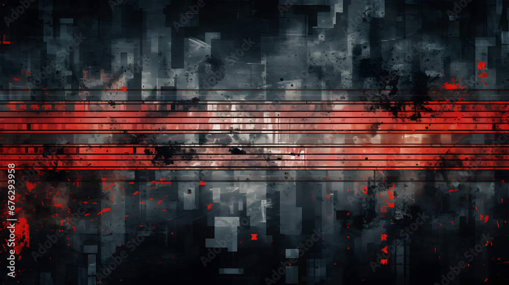 Retro CCTV or VHS video white noise background texture with red ...