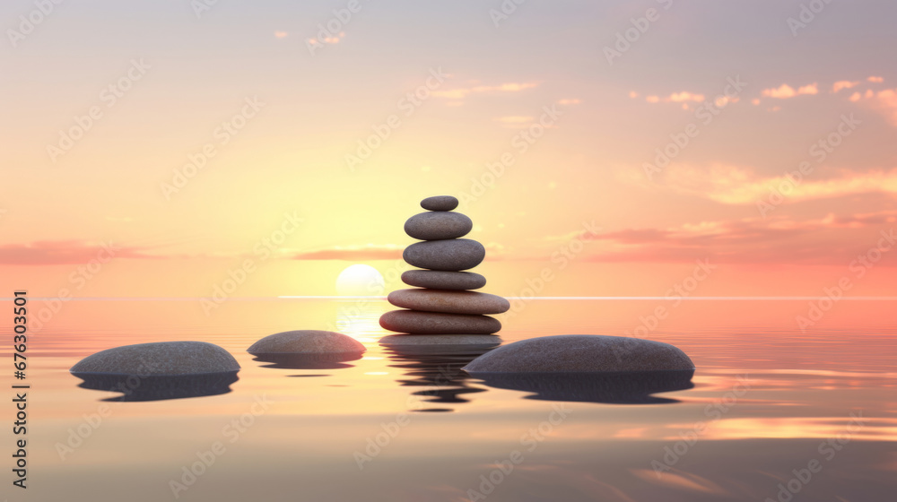 Stacked zen stones, meditation and concentration for mindfulness ...