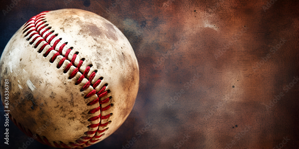 Rough and rugged texture of old baseball balls close up on vintage ...