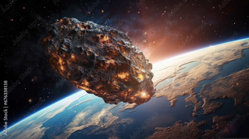 Celestial threat a meteorite hurtles toward Earth, a dramatic depiction ...