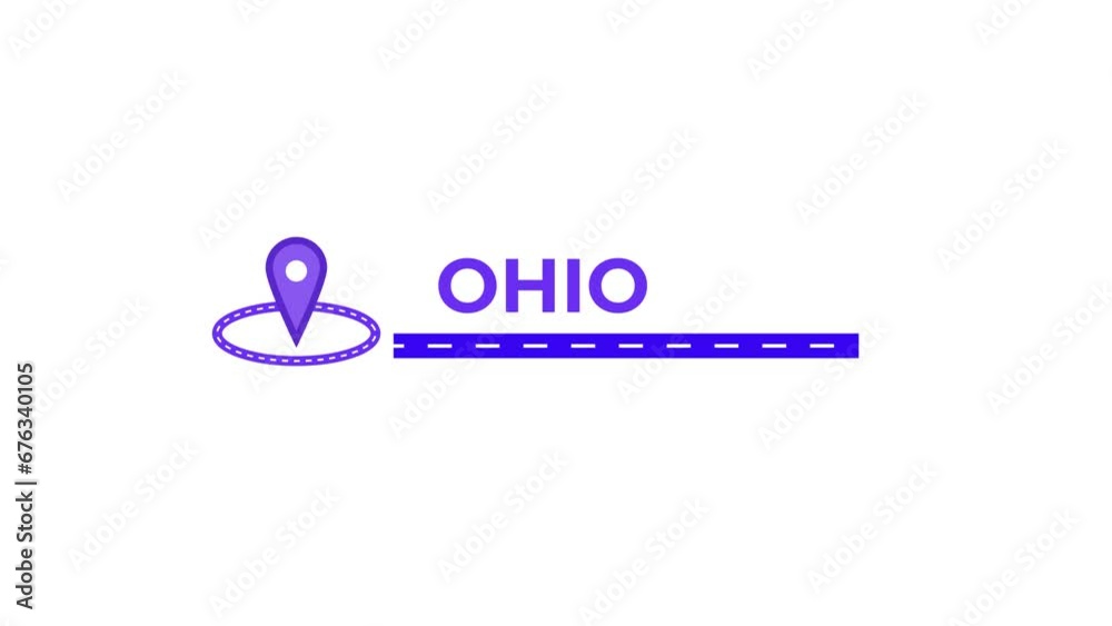 Vidéo Stock Ohio location name maps icon animation. Alpha matte with ...