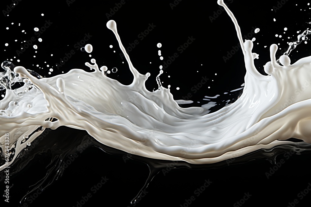 Pure white milk liquid splash fitting perfectly and isolated on a solid ...