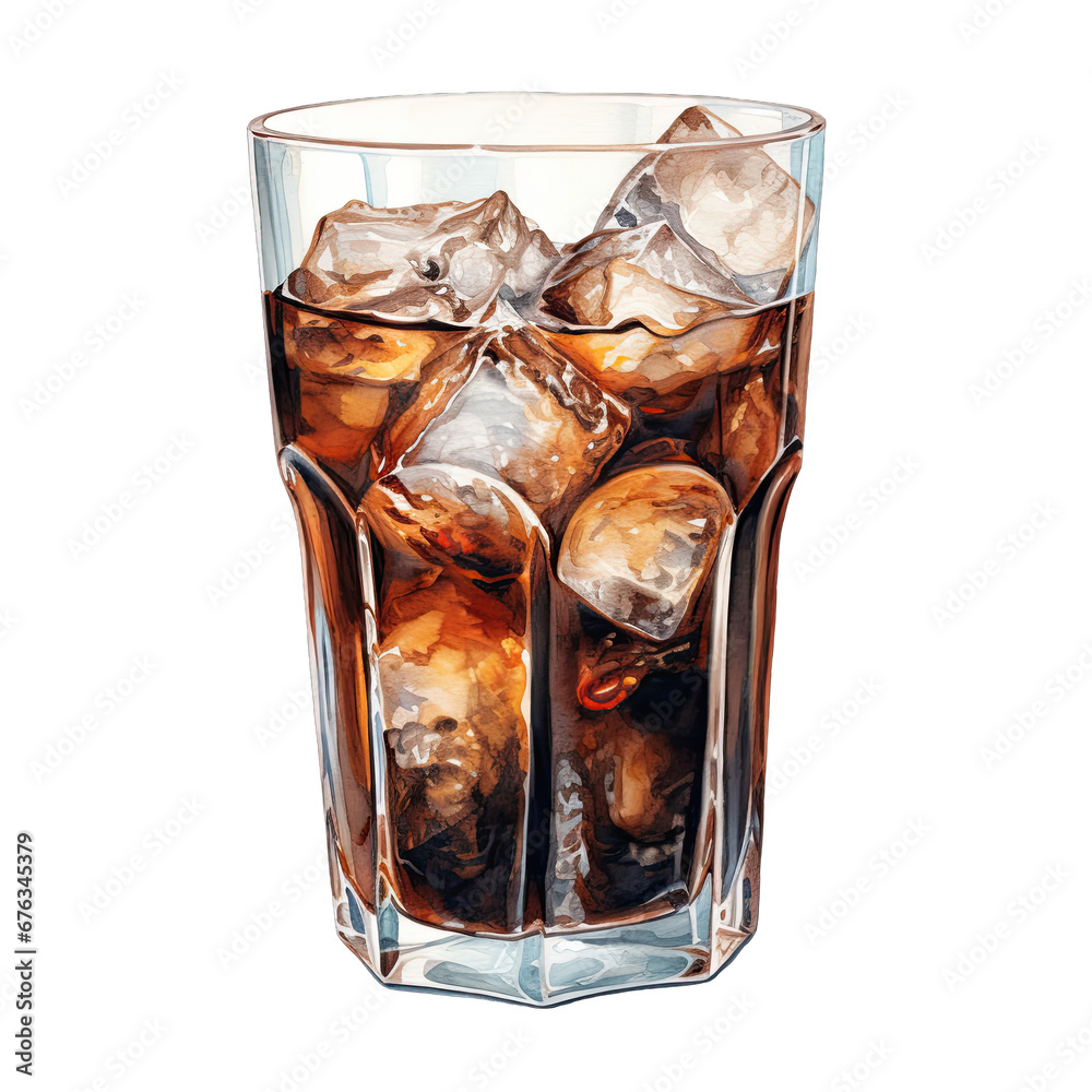 Glass of coke watercolor clipart on transparent background. Generative ...