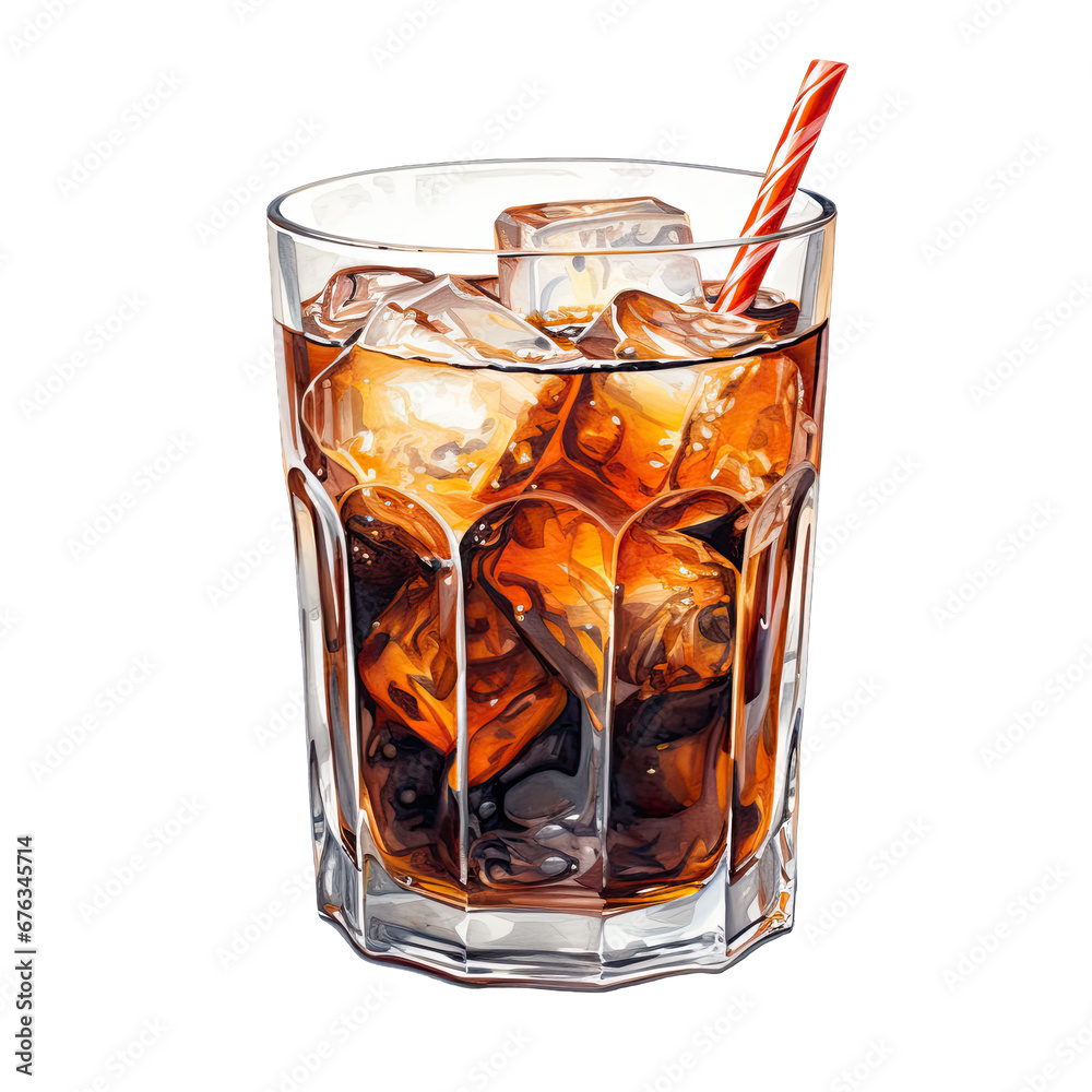 Glass of coke watercolor clipart on transparent background. Generative ...