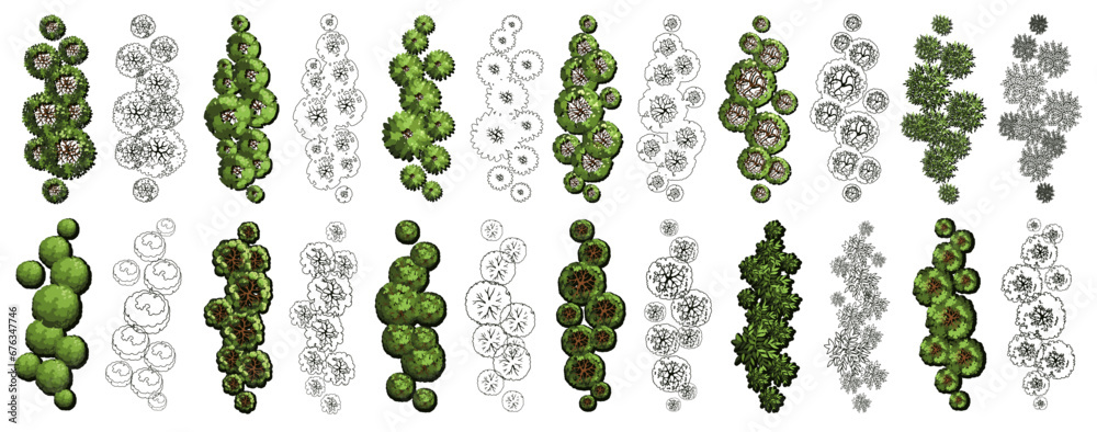 Group of trees for architectural floor plans. Entourage design. Various ...