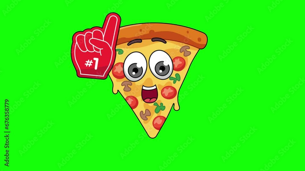 number 1 fan pizza cartoon emoticon, looping animation Stock Video ...