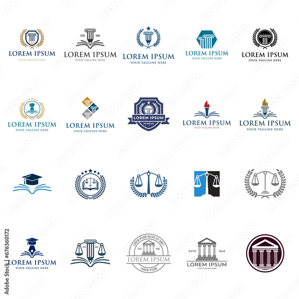 College emblem. School or university identity symbols badges and logo ...