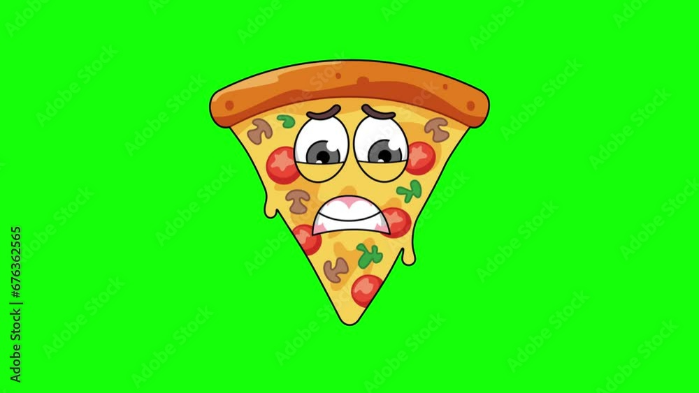pizza cartoon with a face screaming in fear, emoji emoticon animation ...