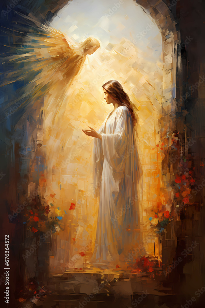 The Annunciation of Angel Gabriel to Mary, Impasto, Annunciation of ...