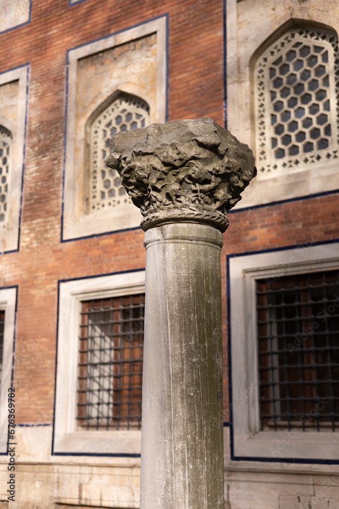 Old plaster sculptures and bas-reliefs, wall texture and patterns ...