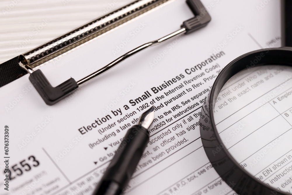 IRS Form 2553 Election by a Small Business Corporation tax blank on A4 ...