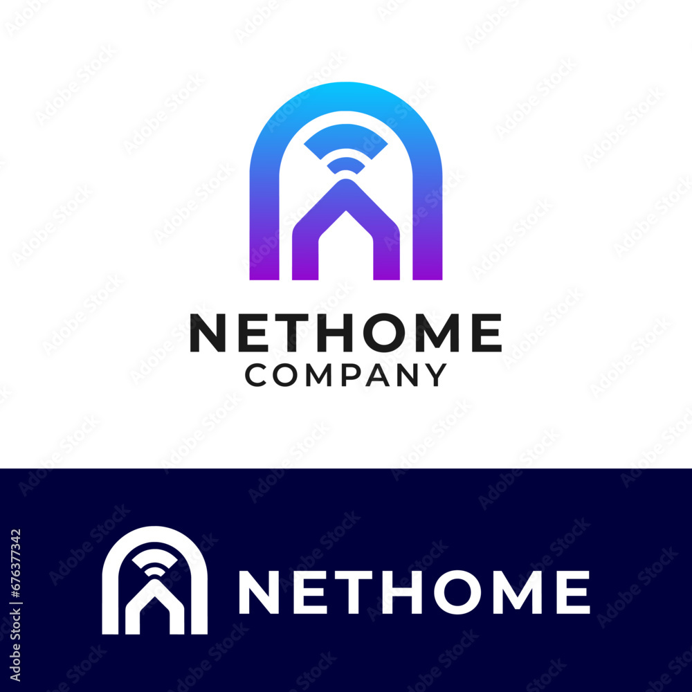 Vecteur Stock Home network logo, smart house, home technology ...