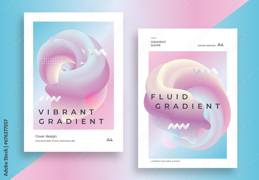 Modern Poster Layout Set with Gradient Fluid Shape Stock Template ...