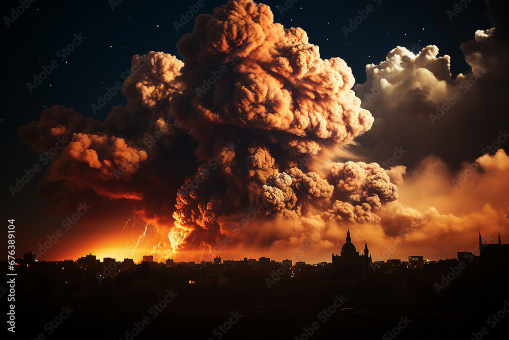 Generative ai picture image of world end catastrophe people war attack ...
