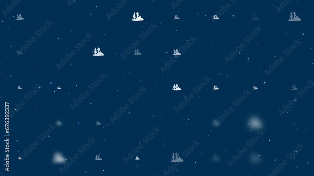 Template animation of evenly spaced wild cactus symbols of different ...