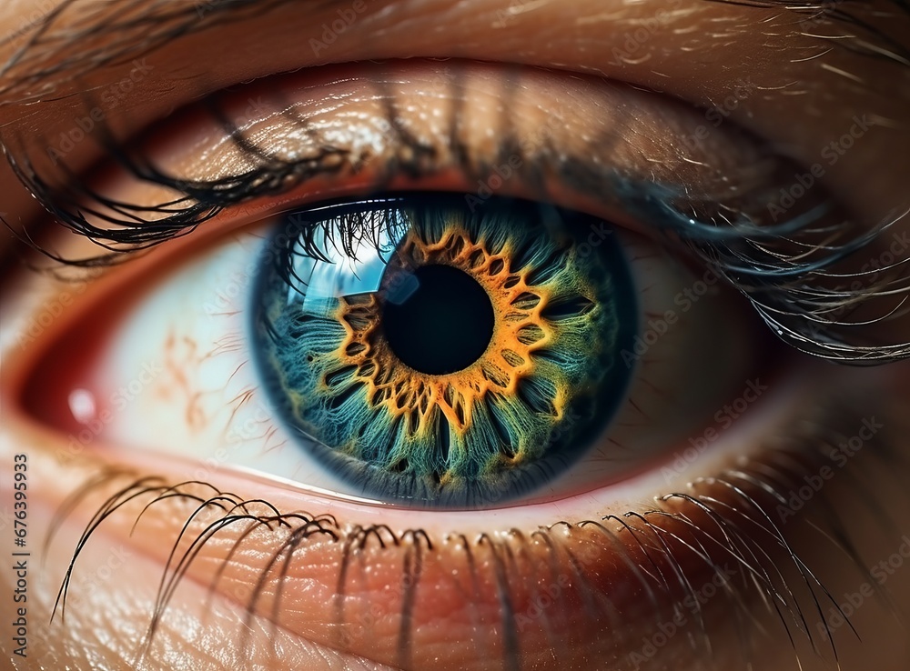 Beautiful human eye looking. Blue eye texture - macro view of pupil ...