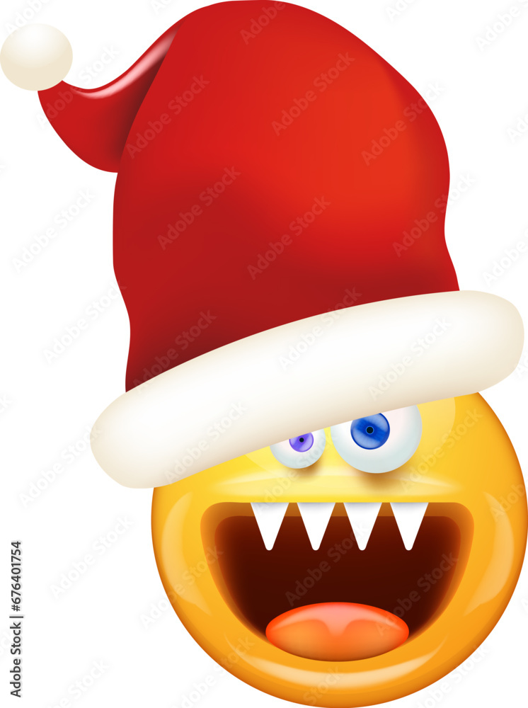 Santa Smiling Face with monster mouth and eyes isolated on white ...