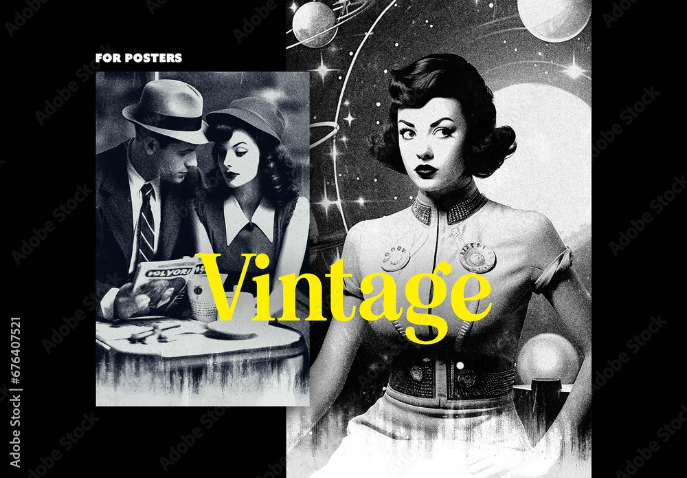 Retro Film Poster Photo Effect Mockup With Generative AI Preview Stock ...