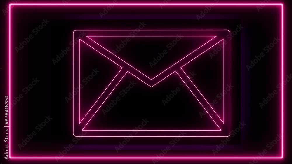 Animated Neon email message animation in black background - 4k Stock ...