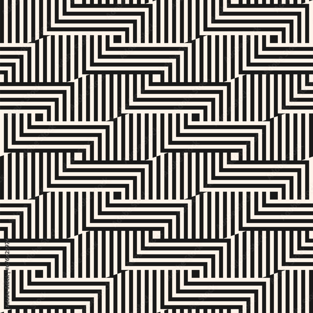 Seamless geometric pattern with abstract black and white stripes ...