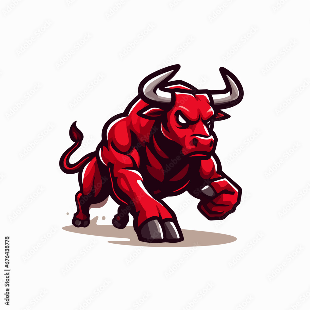strong mascot logo of red bull, Strong Red Bull Mascot Logo Stock ...