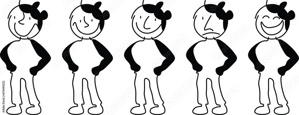 Abstract cartoon people character design comic Faces with various ...