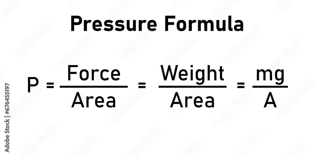 Pressure formula. Pressure, force and area relationship. Scientific ...