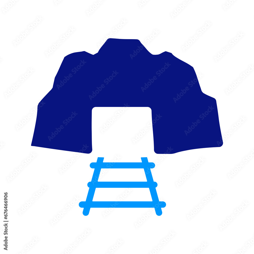 Coal cave tunnel entrance with railroad, railway. cargo containers ...