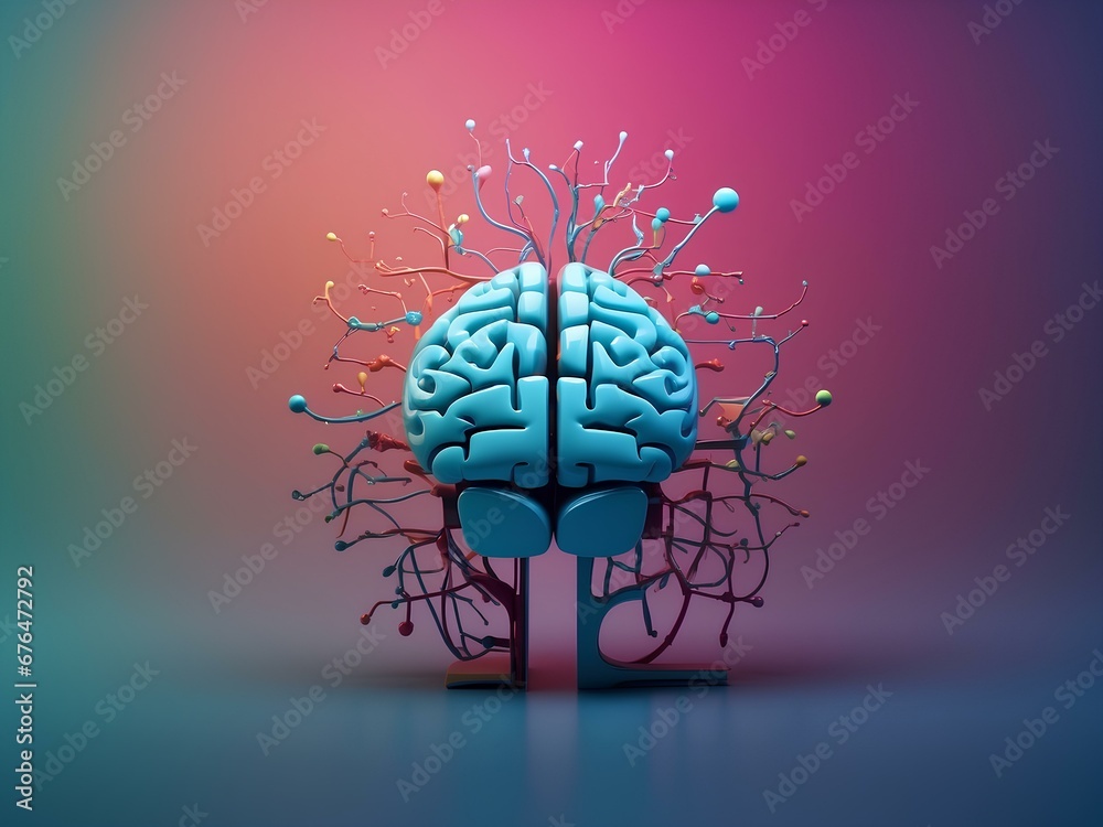 human brain with neuron ,blank background, for design, isolated Stock ...