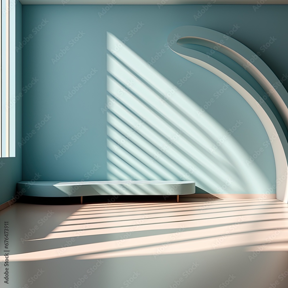 Empty room and wall and wooden floor with interesting shadows from the ...