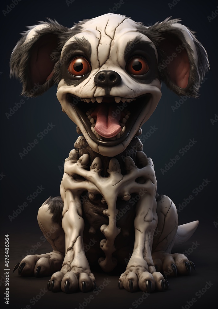 cartoon dog bone mouth horror concrete being delighted cheerful ...