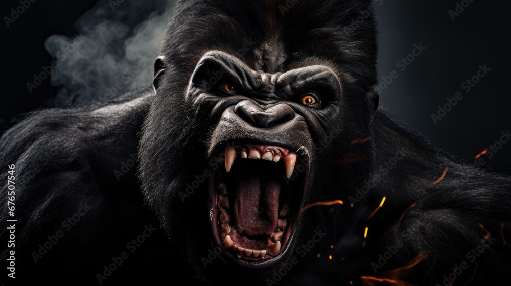 Silverback - adult male of a gorilla face. A gorilla appears to be ...