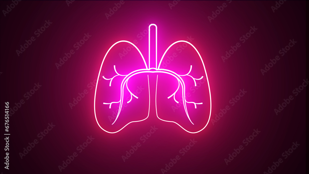 Glowing purple and red neon neon human lungs Human respiratory system ...