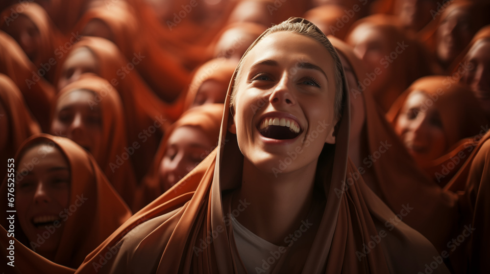 Choir in Harmony: A visually striking photo of a church choir in ...