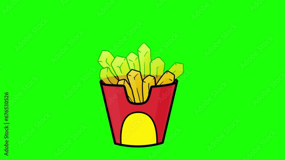 French fries running out hand drawn cartoon illustration isolated on ...