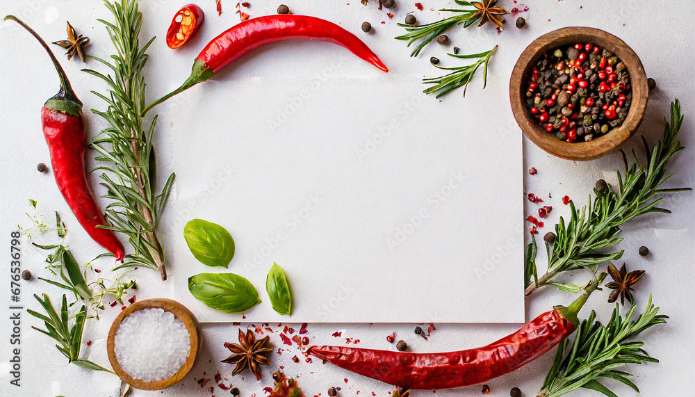 art culinary frame border food banner design element red hot chili ...