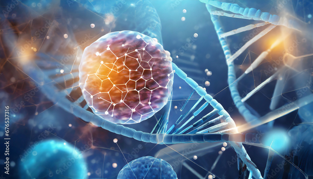 microscopy of futuristic genetic engineered cell advanced biotechnology ...