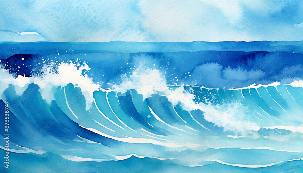 abstract watercolor surfing waves blue ocean for textures fresh ...