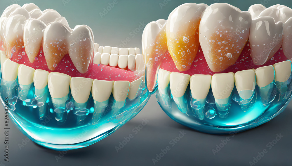 Healthy gums and teeth with fluoride Liquid Bubble Protect and Cleaning ...