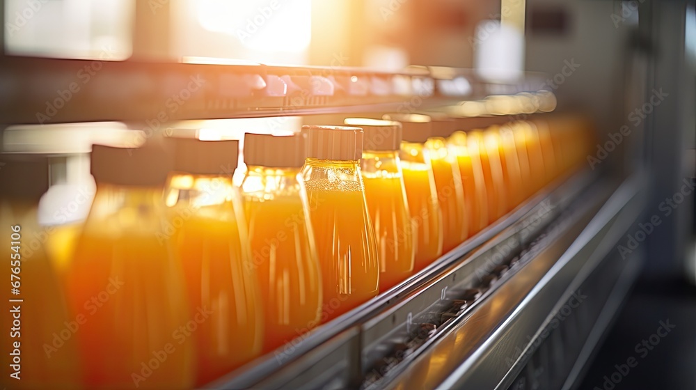 Automatic line for packing juices into glass or plastic containers ...