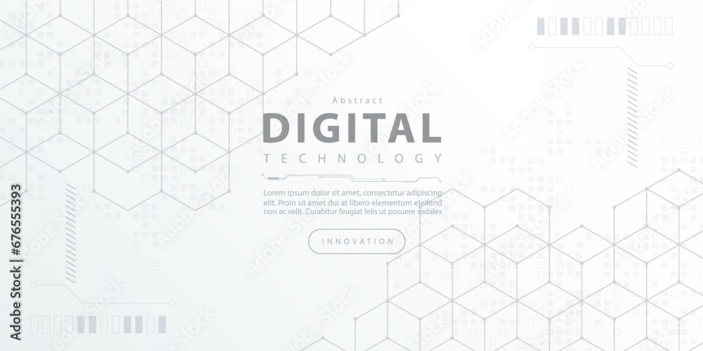Digital technology futuristic data white background, cyber nano ...