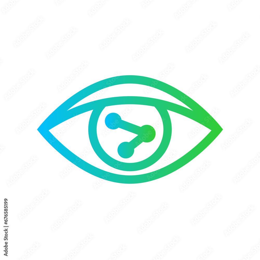 Visioner action plan icon with blue and green gradient outline style ...