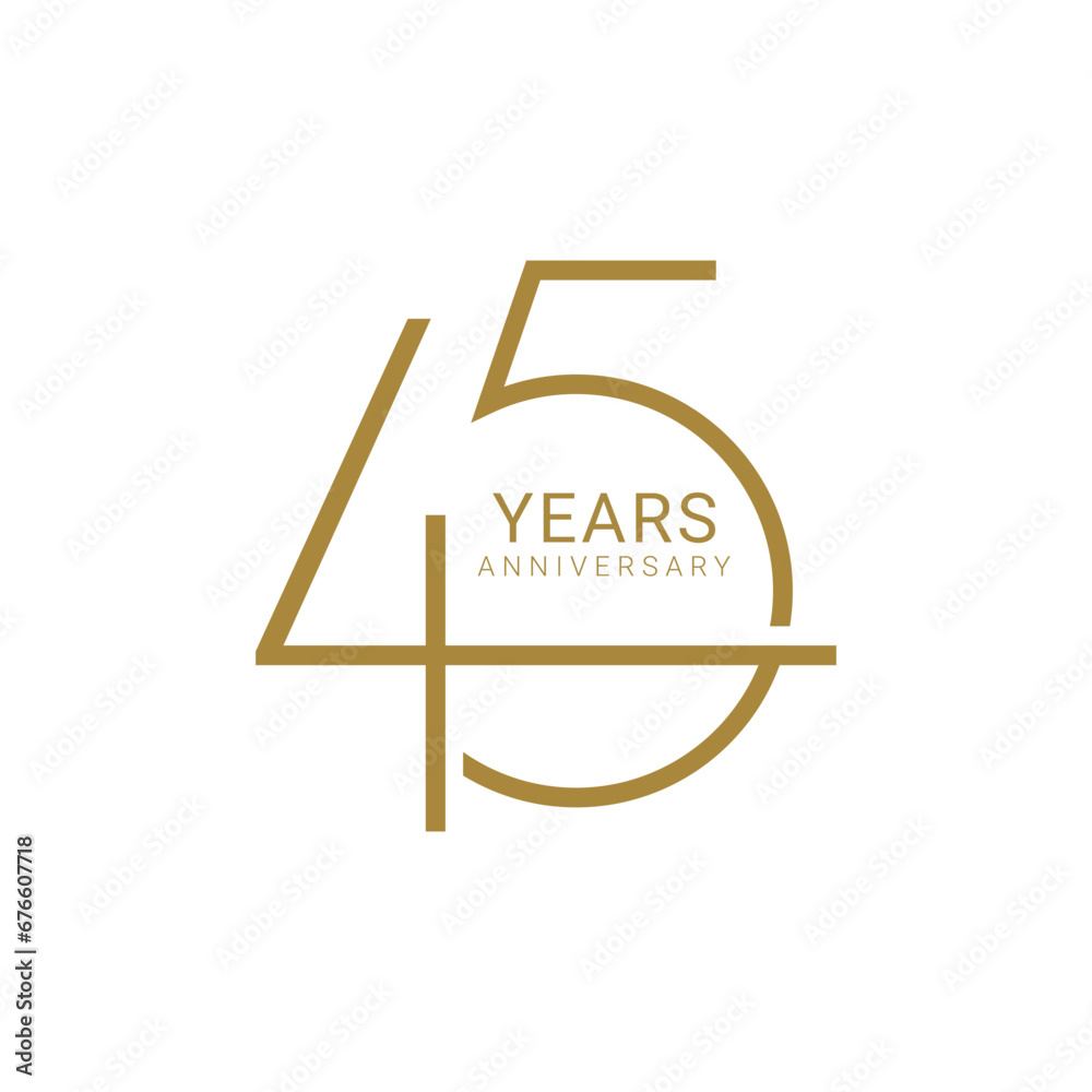 45th, 45 Years Anniversary Logo, number, Golden Color, Vector Template ...