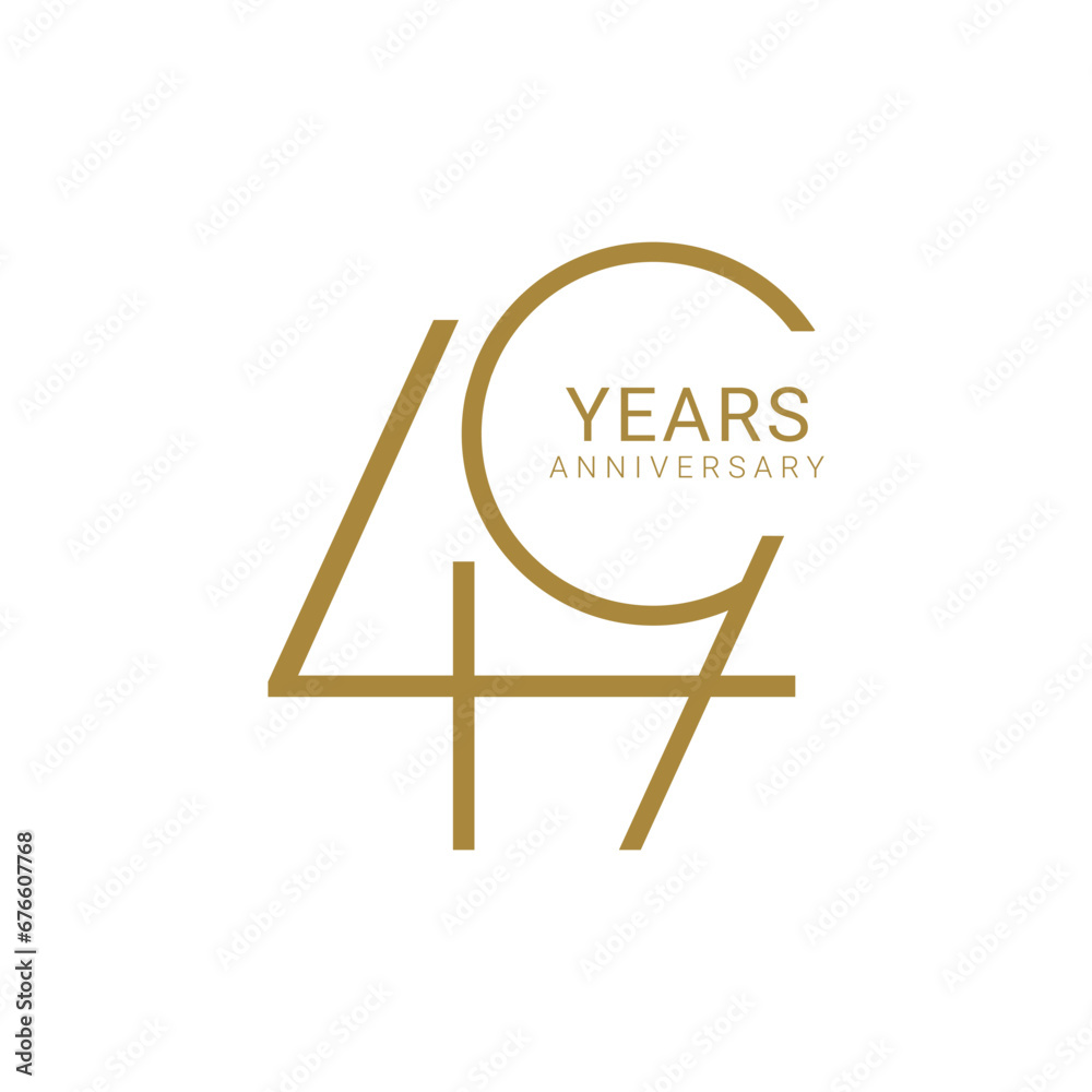 49th, 49 Years Anniversary Logo, Golden Color, Vector Template Design ...
