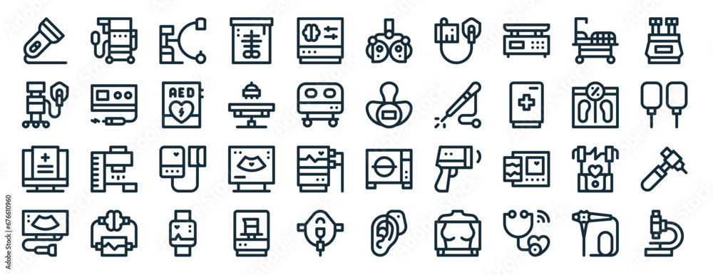 set of 40 outline web medical electronic devices icons such as ...