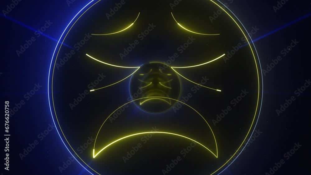 SAD Emoji Neon Background, Animation, Loop, Social Media, Reactions ...
