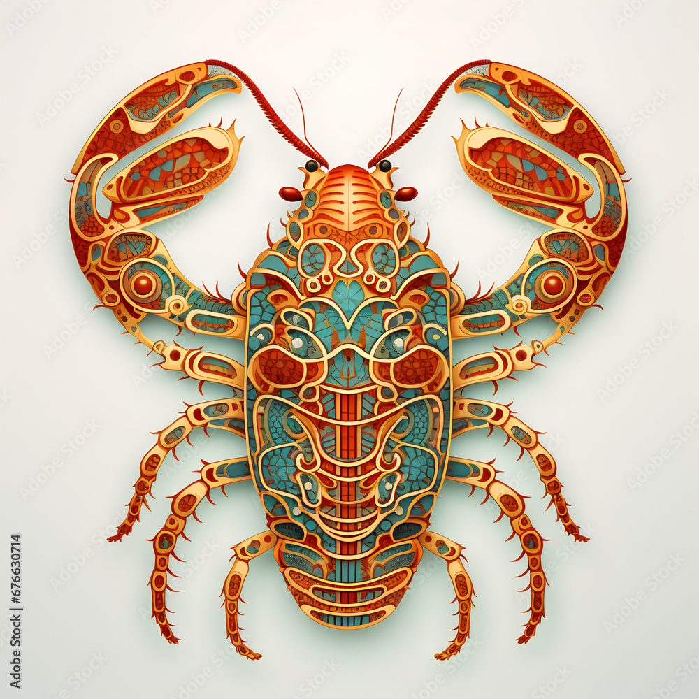 geometric nature pattern, lobster, very detailed, 3D, ultra-realistic ...