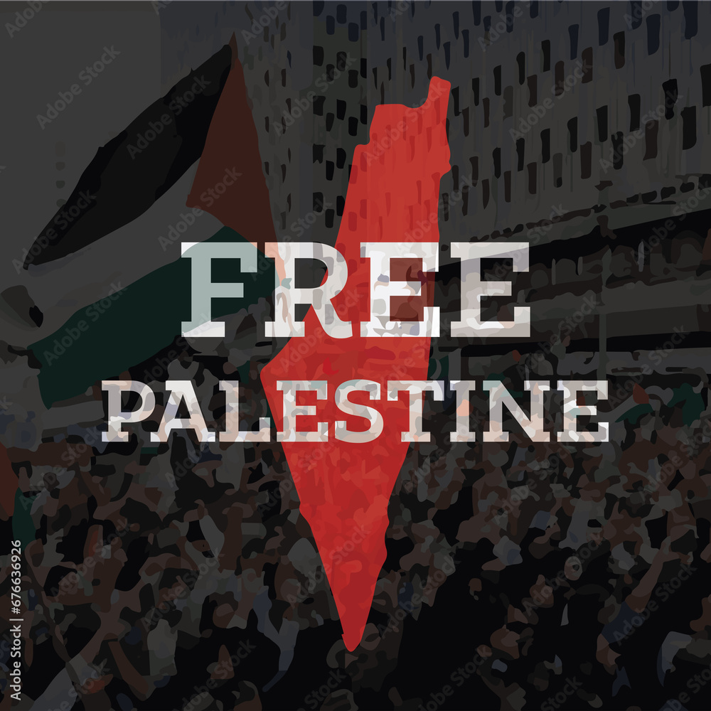 Free Palestine text with Palestinian map Stock Illustration | Adobe Stock