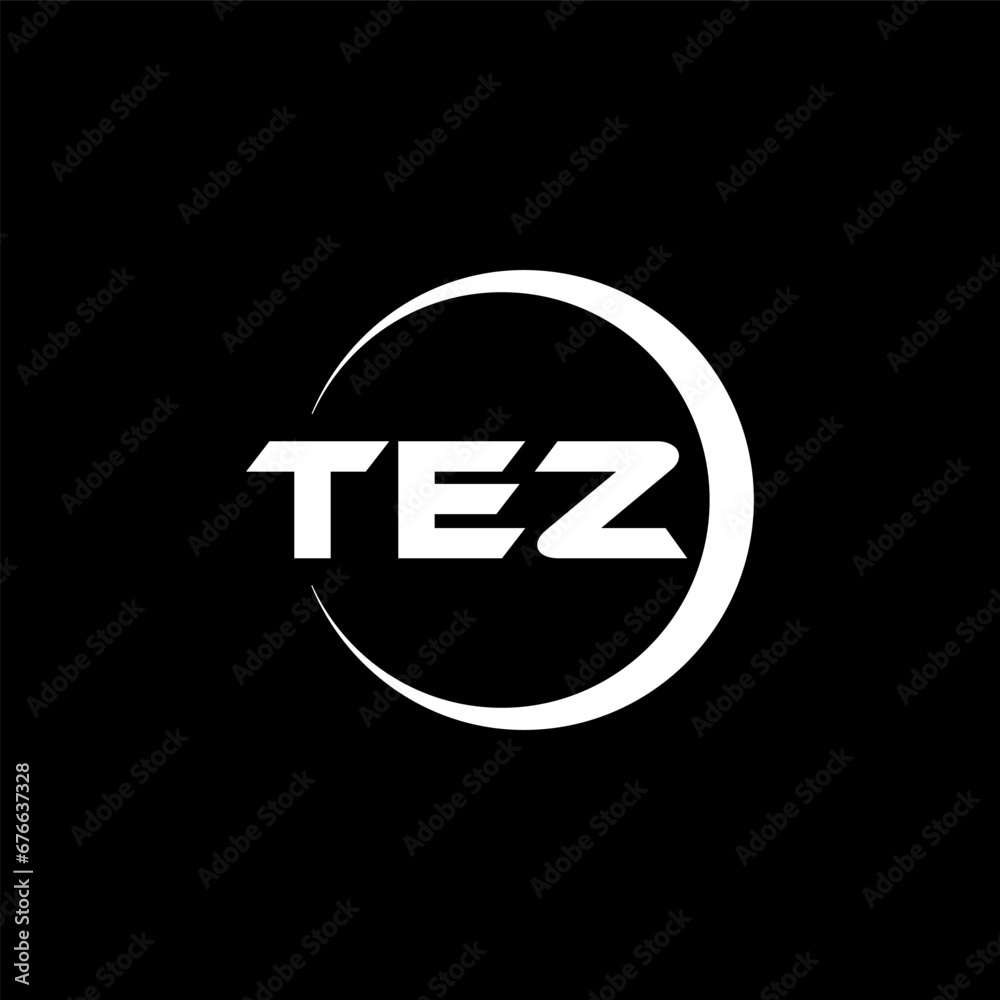 TEZ letter logo design with black background in illustrator, cube logo ...